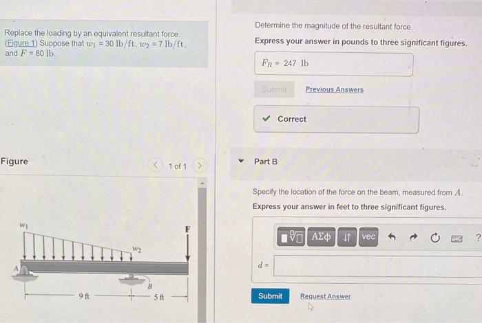 Solved Replace the loading by an equivalent resultant force. | Chegg.com