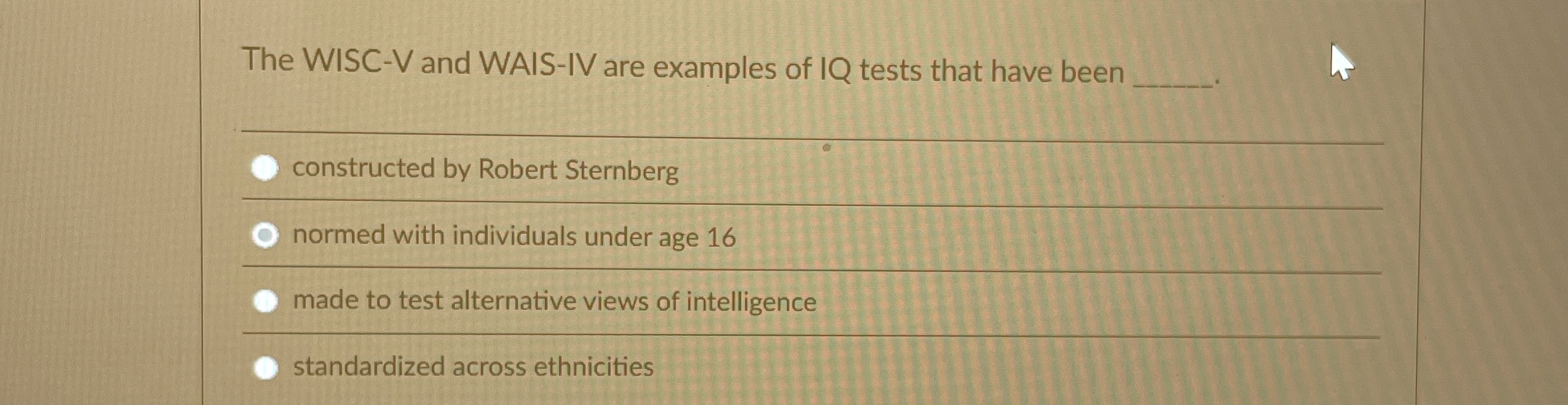 Solved The WISC-V and WAIS-IV are examples of IQ tests that | Chegg.com