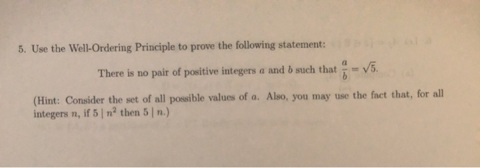 Solved 5. Use the well-Ordering Principle to prove the | Chegg.com