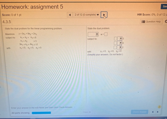 Solved Homework Assignment 5 Say Score 0 Of 1 Pt 2 Of 12