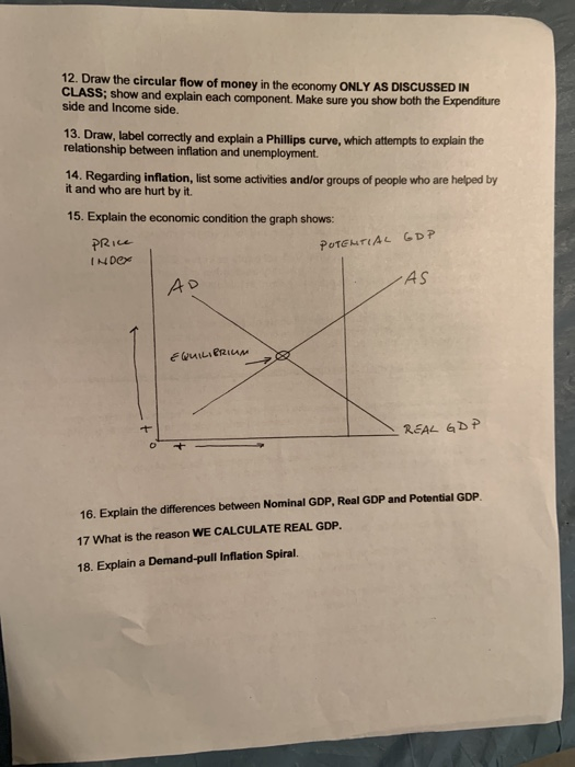 Solved 12. Draw the circular flow of money in the economy | Chegg.com