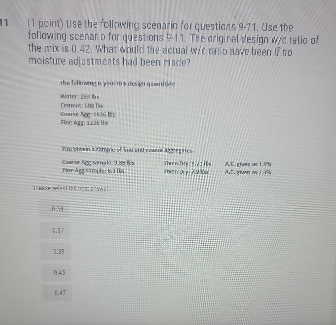 Solved (1 point) Use the following scenario for questions | Chegg.com