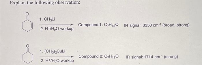 Solved Explain the following observation: 1. CH3Li 2. H+/H2O | Chegg.com