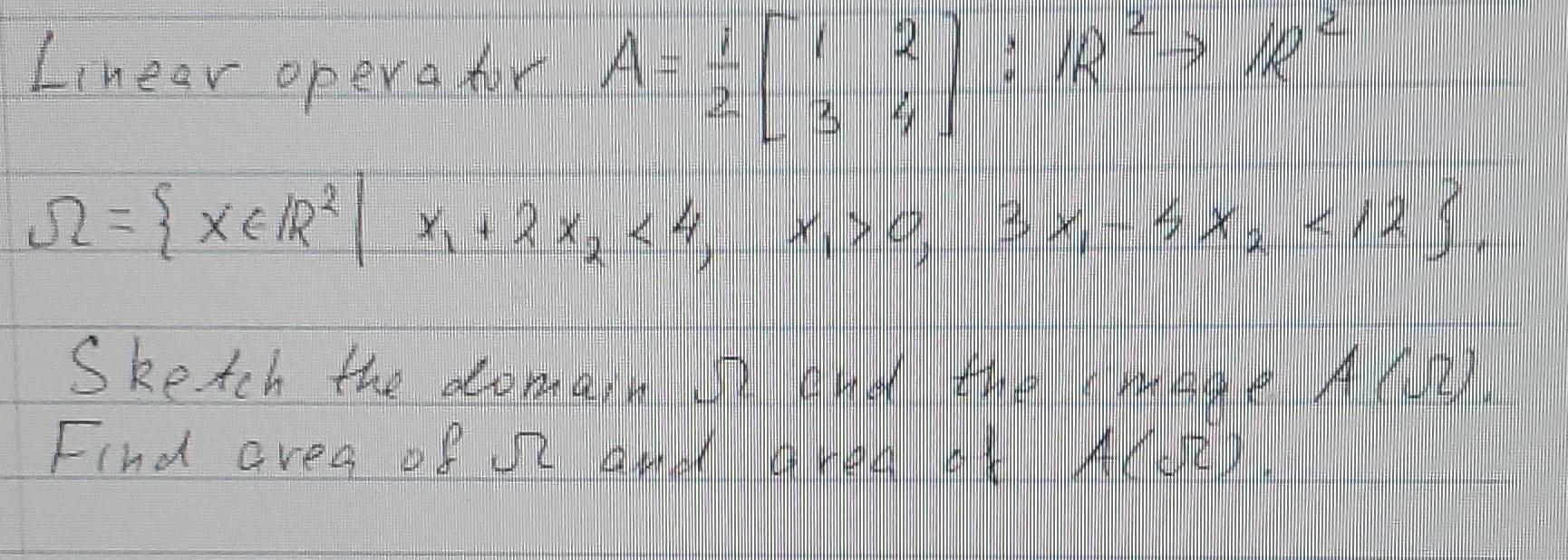 Solved Linear operator A=21[1324]:R2→R2 | Chegg.com