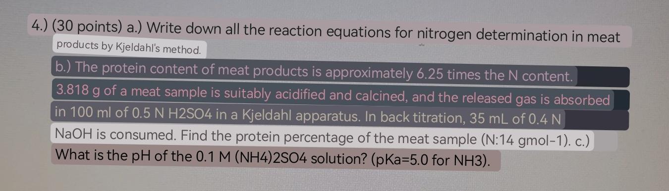 4.) (30 points) a.) Write down all the reaction | Chegg.com