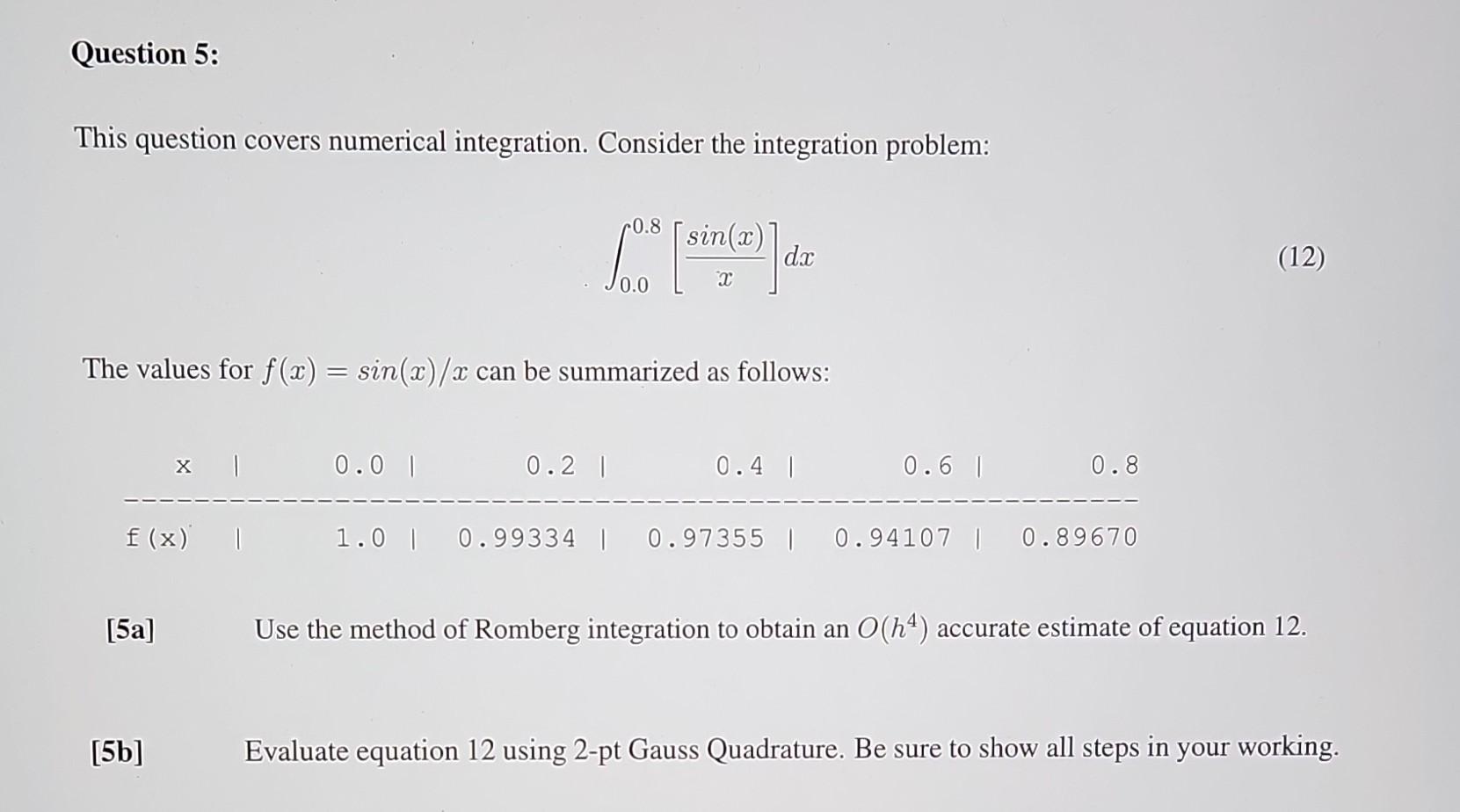 Solved This question covers numerical integration. Consider | Chegg.com