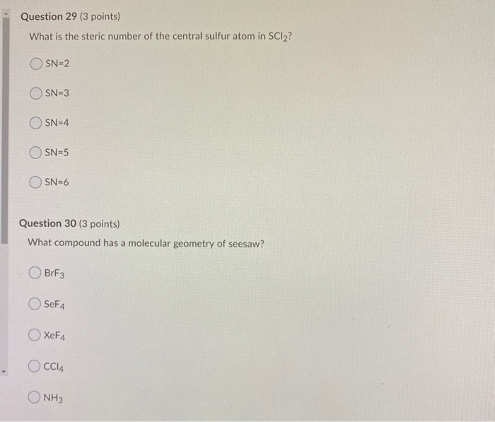 Solved Question 19 (3 points) What hybridization is needed | Chegg.com