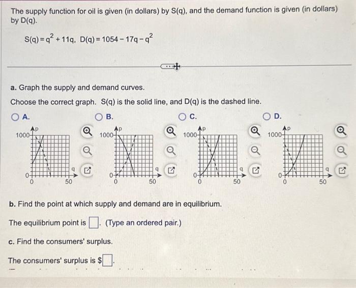 Solved The supply function for oil is given (in dollars) by | Chegg.com
