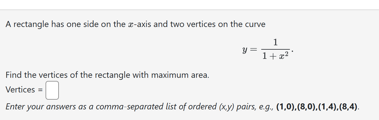 Solved A rectangle has one side on ﻿the x-axis and two | Chegg.com