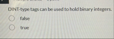 Solved DINT-type tags can be used to hold binary | Chegg.com