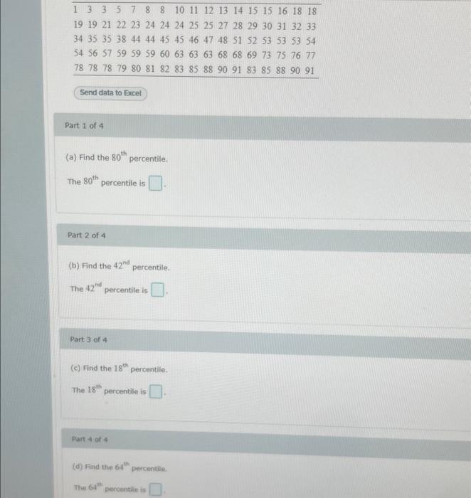 Solved (a) Find the 80th percentile. The 80th percentile | Chegg.com