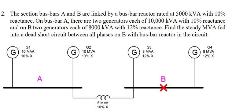 Solved The section bus-bars A and B are linked by a bus-bar | Chegg.com