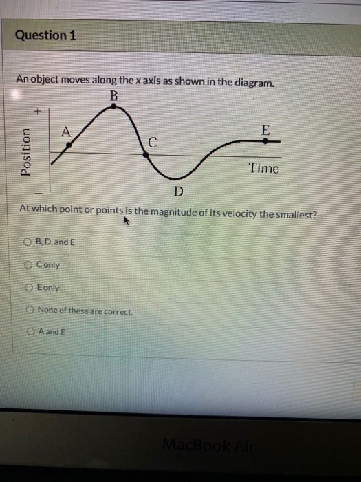 Solved Question 1 An object moves along the x axis as shown | Chegg.com