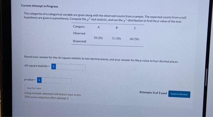Solved The categories of a categorical variable are given | Chegg.com