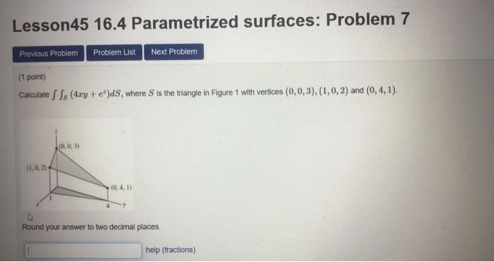 Solved Lesson45 16.4 Parametrized surfaces: Problem 7 (1 | Chegg.com