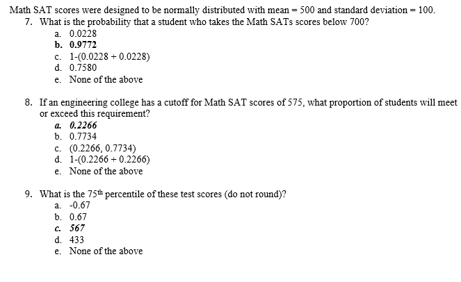 Solved Math SAT scores were designed to be normally | Chegg.com