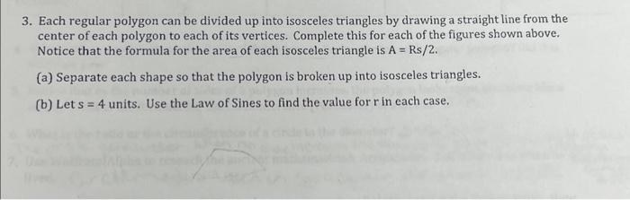 Solved 3. Each regular polygon can be divided up into | Chegg.com
