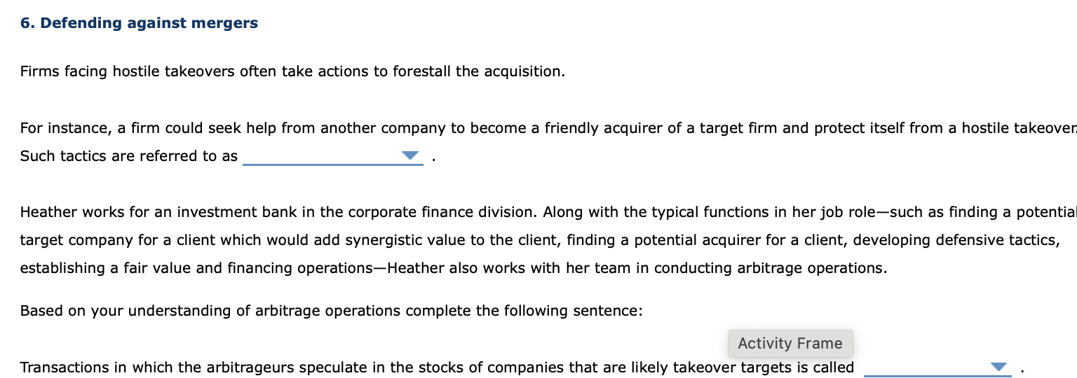Solved Defending against mergersFirms facing hostile | Chegg.com