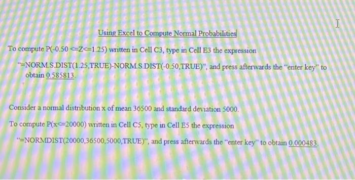 Solved Using Excel to Compute Normal Probabilities To | Chegg.com
