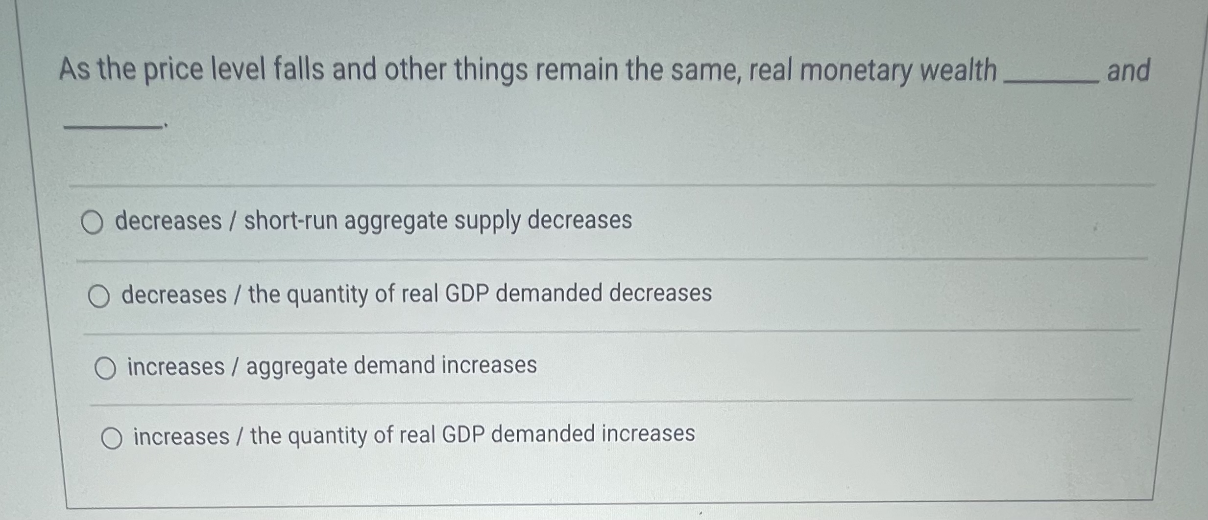 Solved As the price level falls and other things remain the | Chegg.com