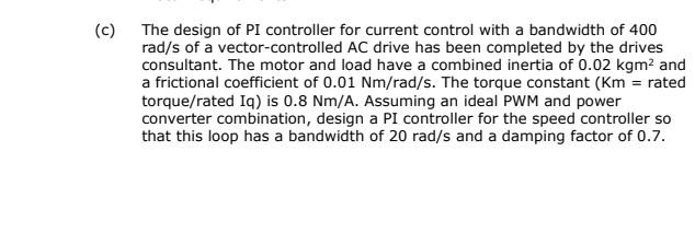 The design of PI controller for current control with | Chegg.com