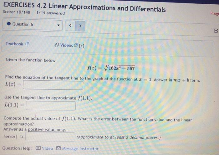 Solved EXERCISES 4.2 Linear Approximations and Differentials | Chegg.com