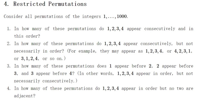 Solved 4. Restricted Permutations Consider all permutations | Chegg.com