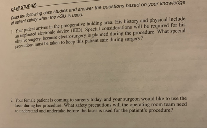 Solved CASE STUDIES the following case studies and answer | Chegg.com