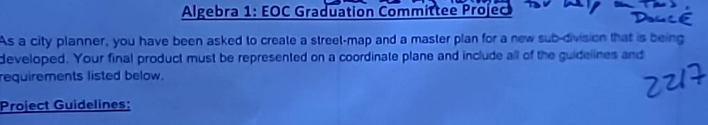 Solved Algebra 1: EOC Graduation Committee ProjedAs a city | Chegg.com