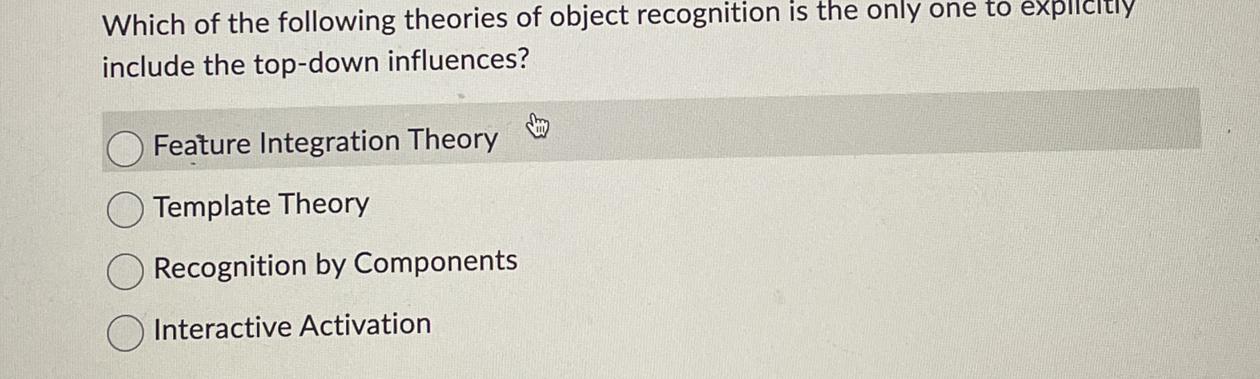 Solved Which of the following theories of object recognition | Chegg.com
