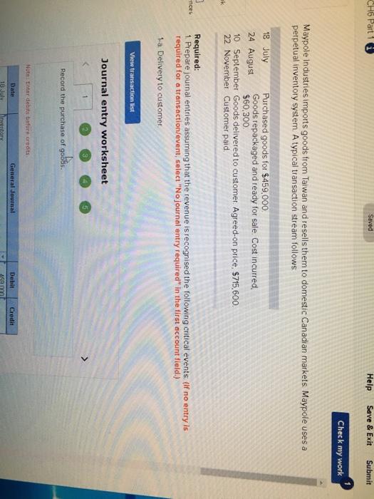 Solved CH6 Part 11 Sived Help Save & Exit Submit Check my | Chegg.com