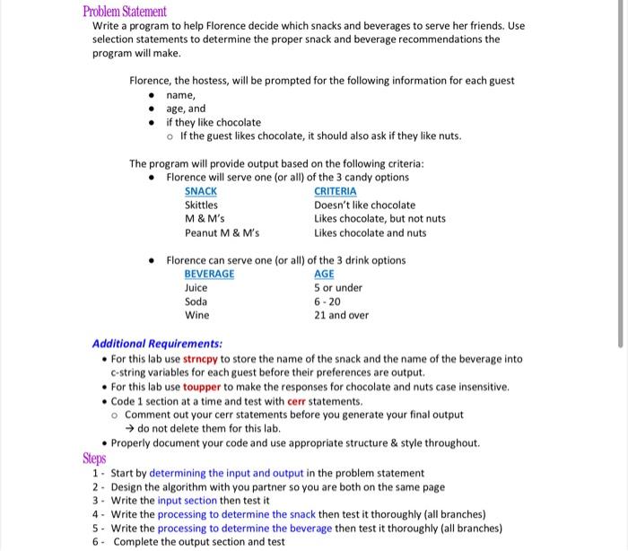 Solved Problem Statement Write a program to help Florence | Chegg.com