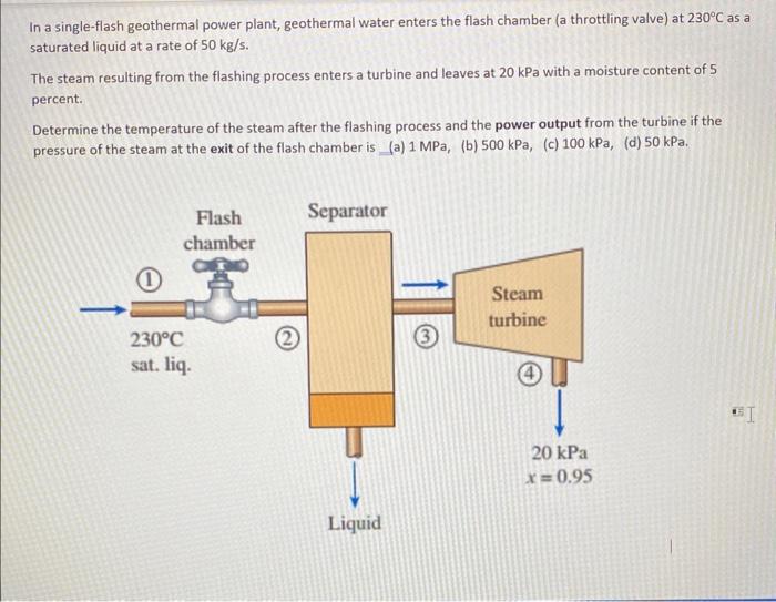 Solved thermodynamicsIn a single-flash geothermal power | Chegg.com