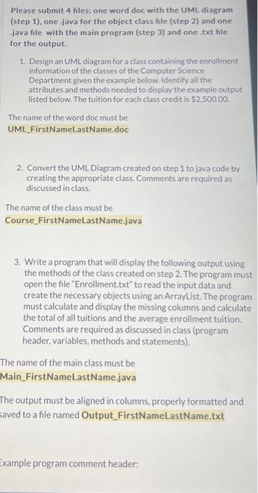 Solved Please submit 4 files: one word doc with the UML | Chegg.com