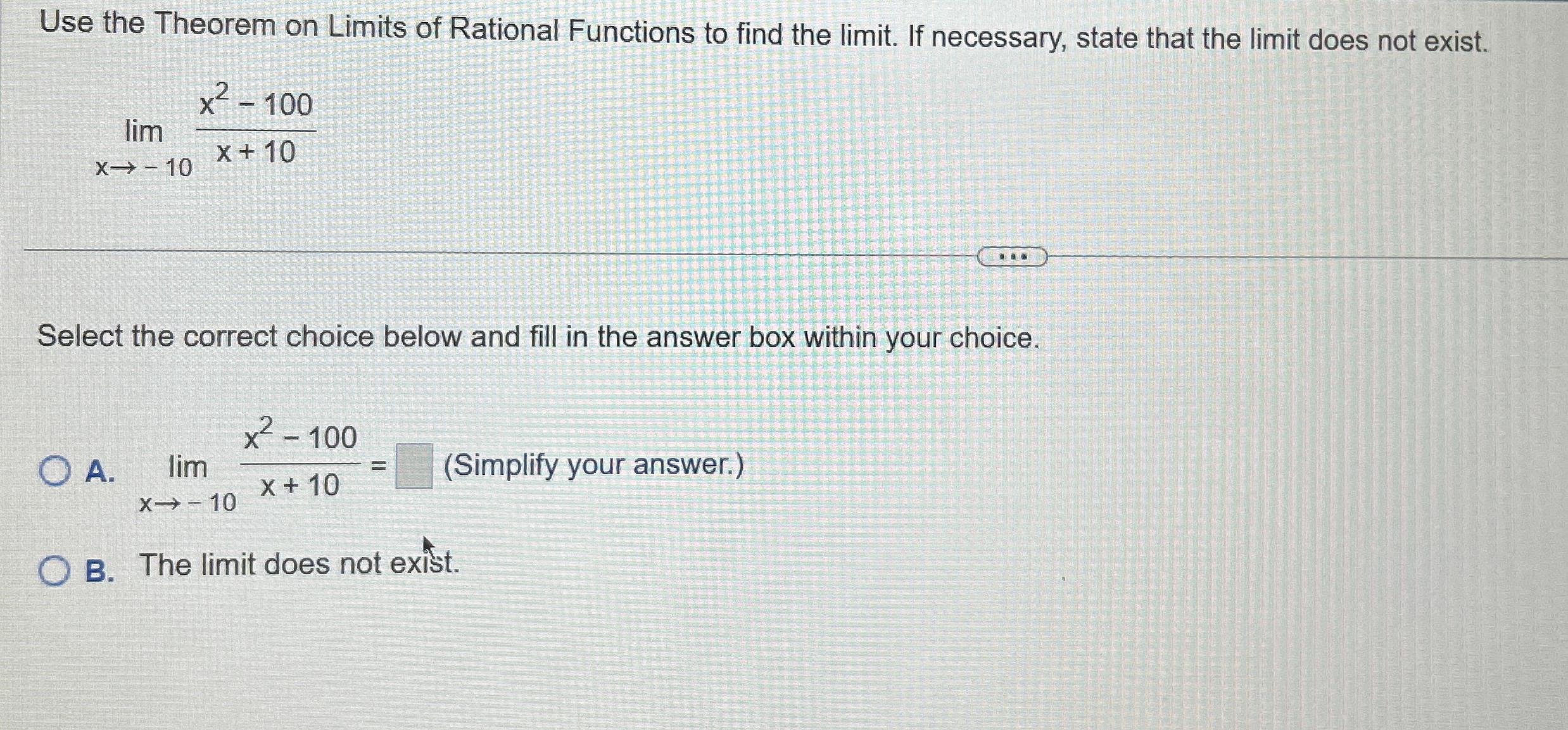 Solved Use the Theorem on Limits of Rational Functions to | Chegg.com