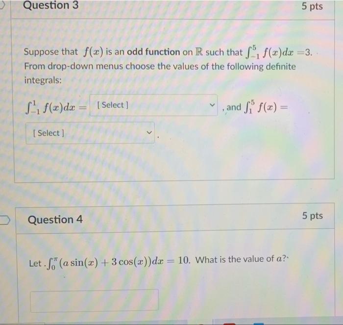 Solved Question 3 5 pts Suppose that f(x) is an odd function | Chegg.com