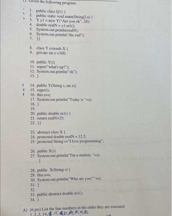 Solved 1. public class Q11 \& 2. public static void | Chegg.com