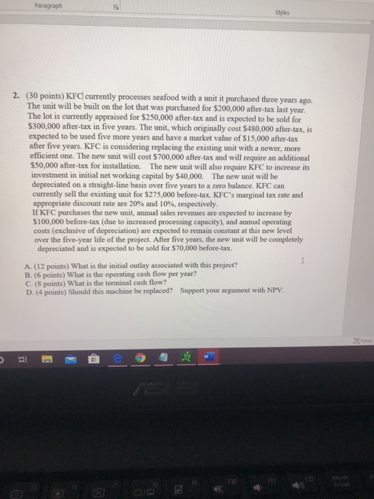 Solved Paragraph Styles 2. (30 points) KFC currently | Chegg.com