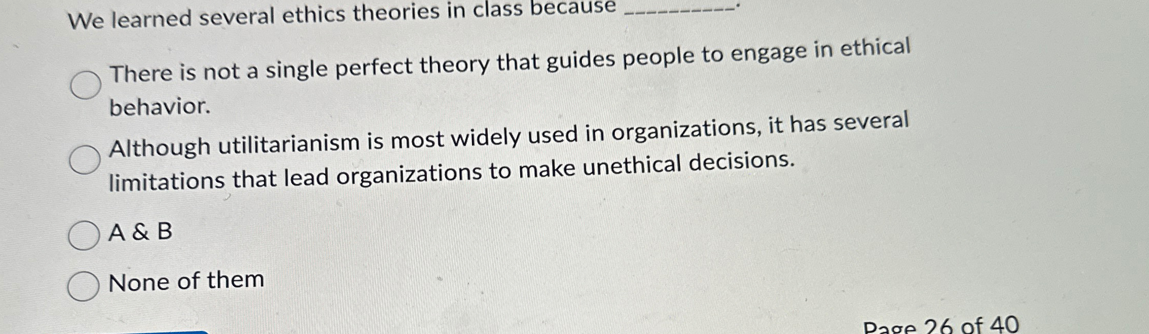 Solved We learned several ethics theories in class because | Chegg.com