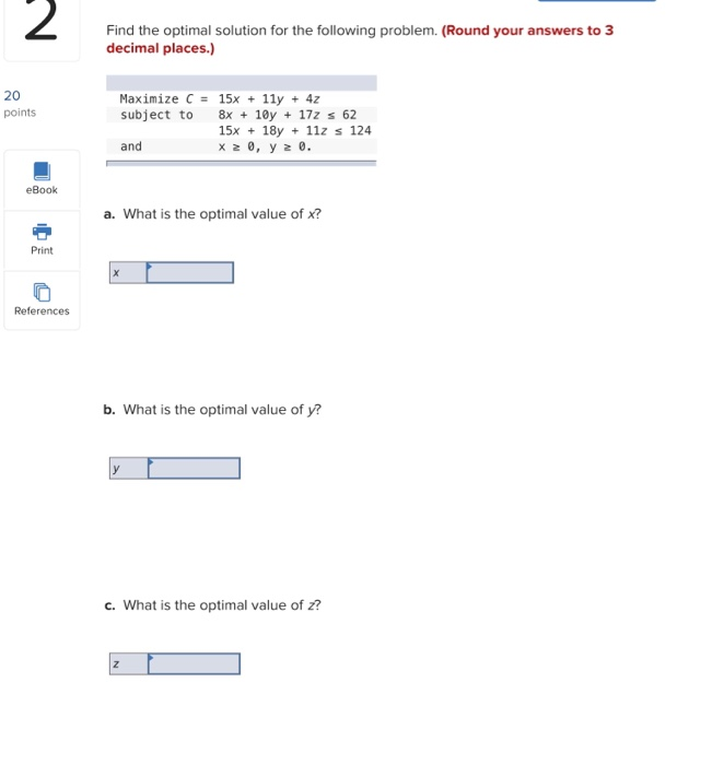 Solved Find the optimal solution for the following problem. | Chegg.com