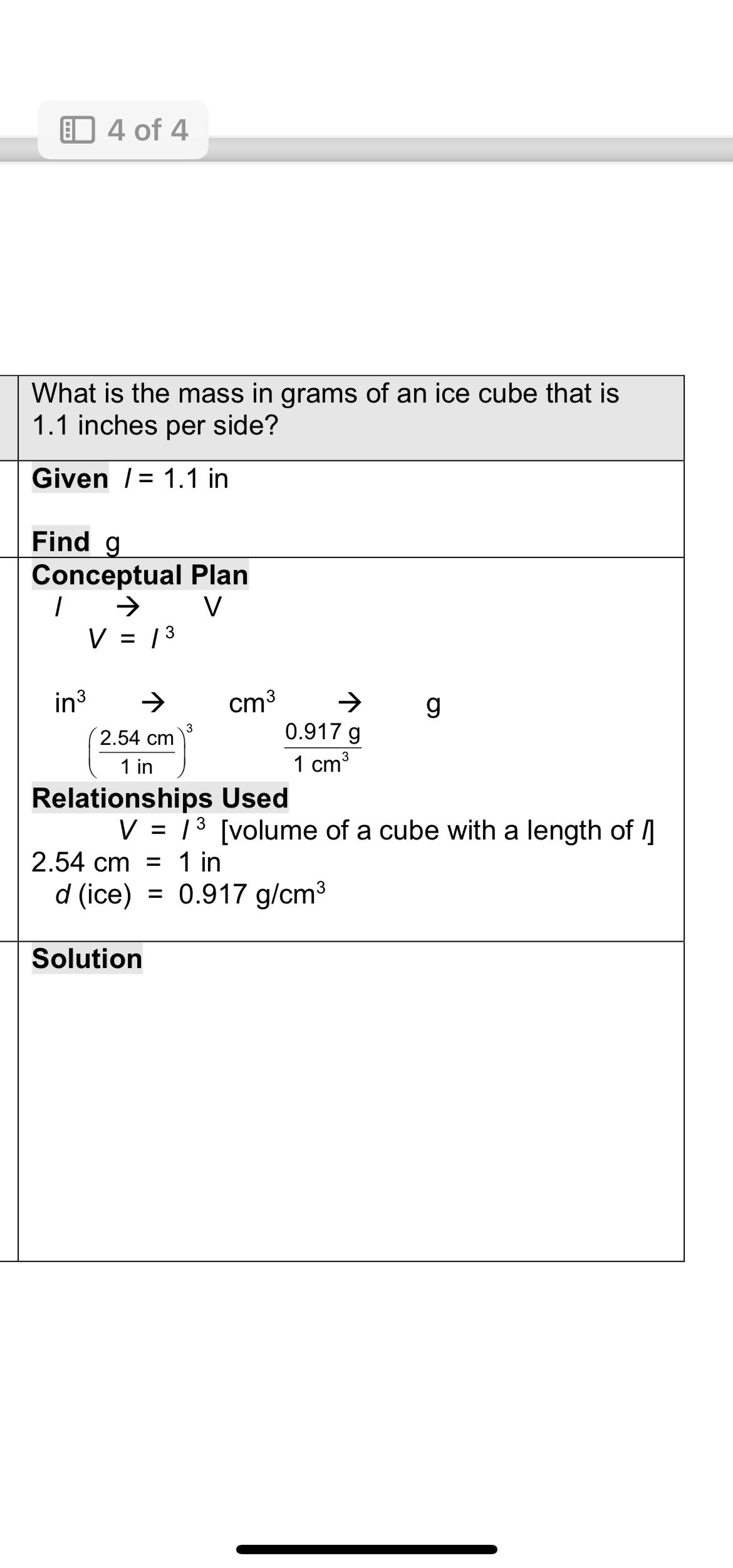 Solved 4 ﻿of 4What is the mass in grams of an ice cube that | Chegg.com