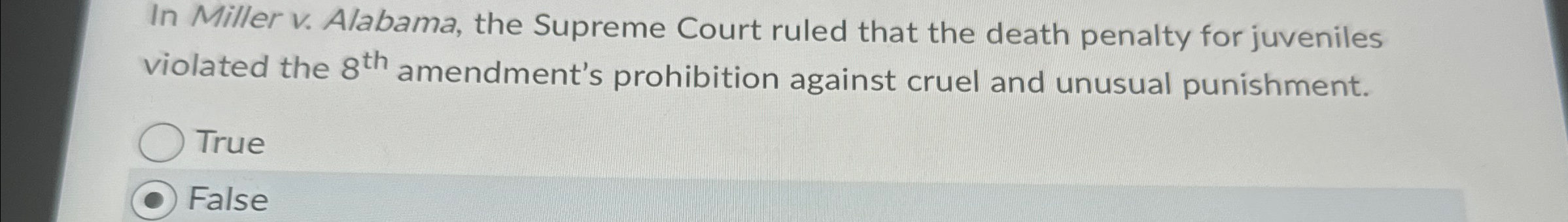 Solved In Miller v. ﻿Alabama, the Supreme Court ruled that | Chegg.com