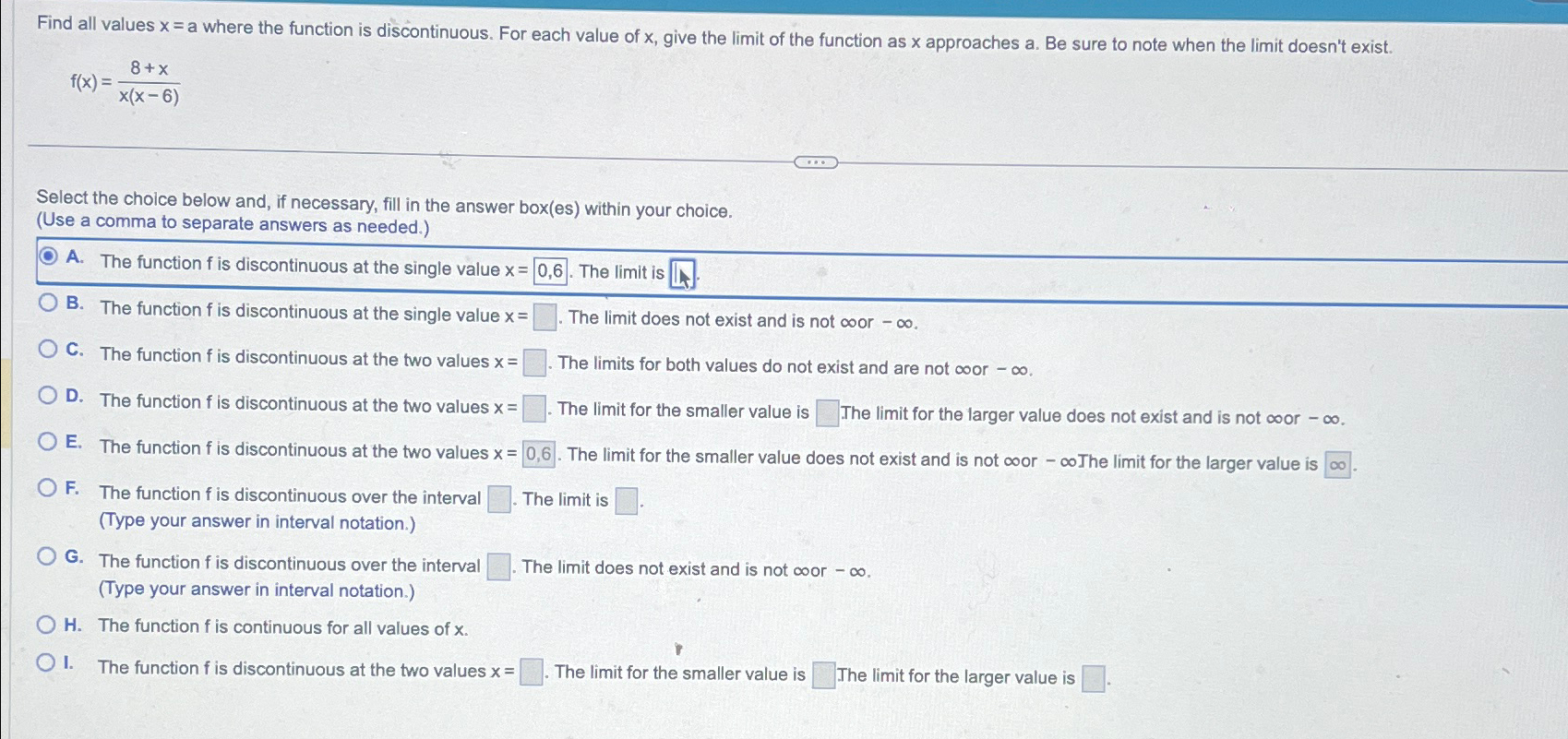 Solved Find All Values Xa Where The Function Is 8089