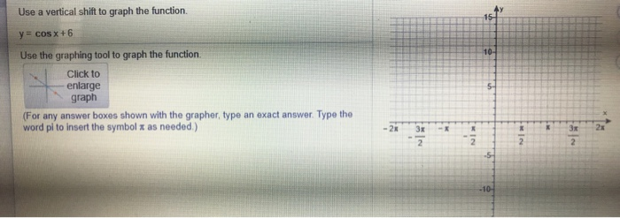 Solved Use a vertical shift to graph the function. y= cos | Chegg.com