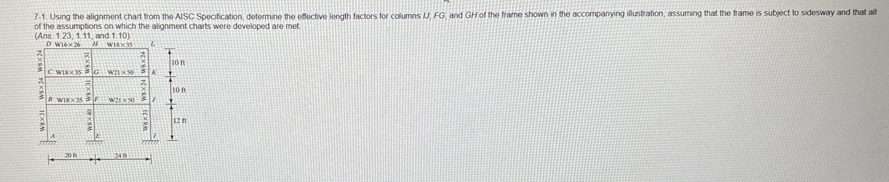 Solved by an EXPERT 7-1. ﻿Using the alignment chart from the AISC | Chegg.com