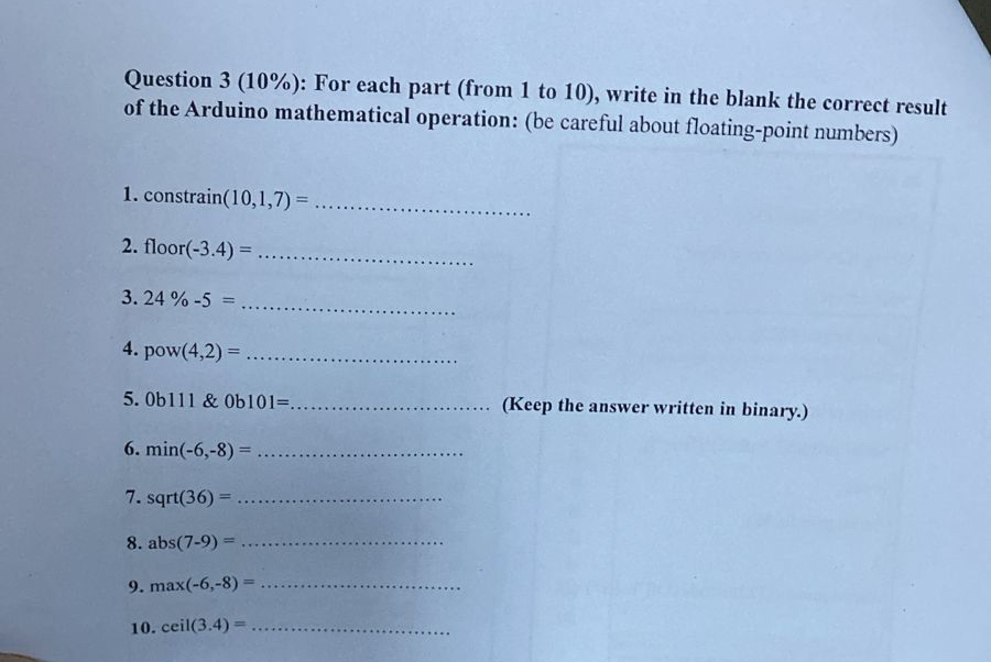 Solved Question 3 (10%): For each part (from 1 ﻿to 10), | Chegg.com