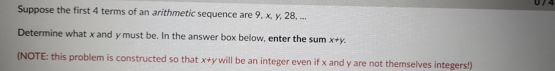 Solved Suppose the first 4 terms of an arithmetic sequence | Chegg.com