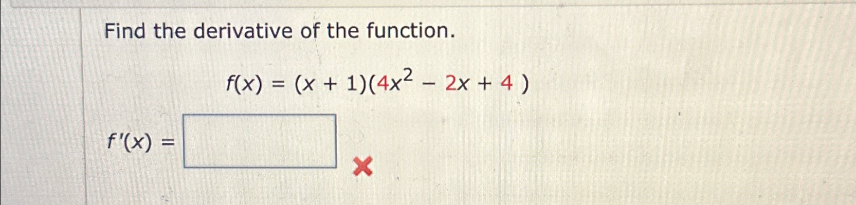 Solved Find the derivative of the | Chegg.com