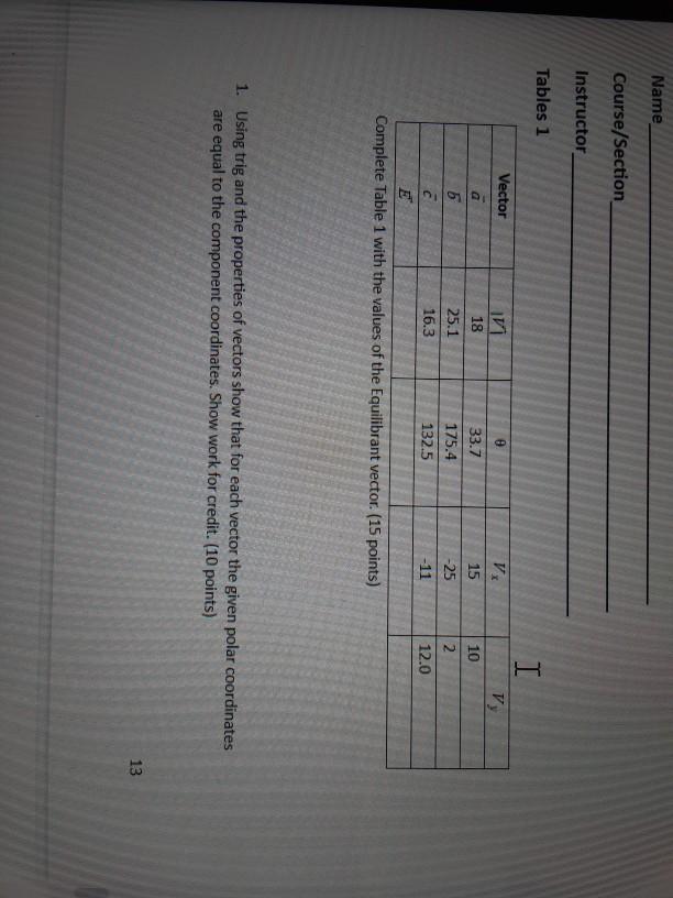 Solved Name Course/Section Instructor Tables 1 I VY OD | Chegg.com Solved Name Course/Section Instructor Tables 1 I VY OD | Chegg.com