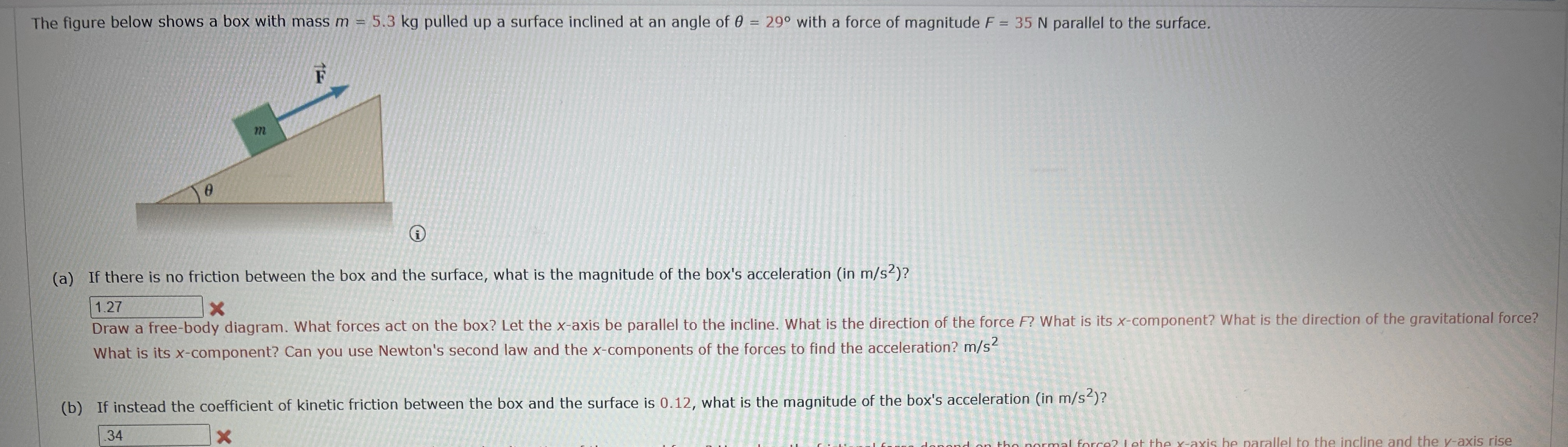 Solved The figure below shows a box with mass m=5.3kg | Chegg.com